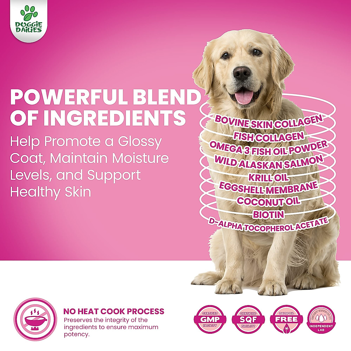 Doggie Dailies Skin & Coat Supplement + Antioxidant Support, 225 Soft Chews, Salmon Oil for Dogs Skin and Coat with Collagen, Omega 3, Krill Oil, Biotin, & Coconut Oil for Dogs (Salmon)