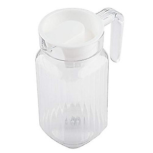 Fdit Acrylic Transparent Juice Bottle Striped Water Ice Cold Juice Jug with Lid great for Homemade Juice & Cold Tea or for Milk Bottles Reusable Drinking Bottles(500ML)