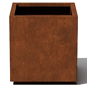 Veradek Corten Steel Series Cube Planter - Square Metal Planter for Outdoor Patio/Garden | Naturally Rusting Steel for All-Weather Use | Modern Rustic Décor for Trees, Flowers, Tall Trees