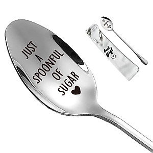 YROVWENQ Just a Spoonful of Sugar Spoon for Friends or Dessert Sugar Coffee Lover Funny Birthday Gift