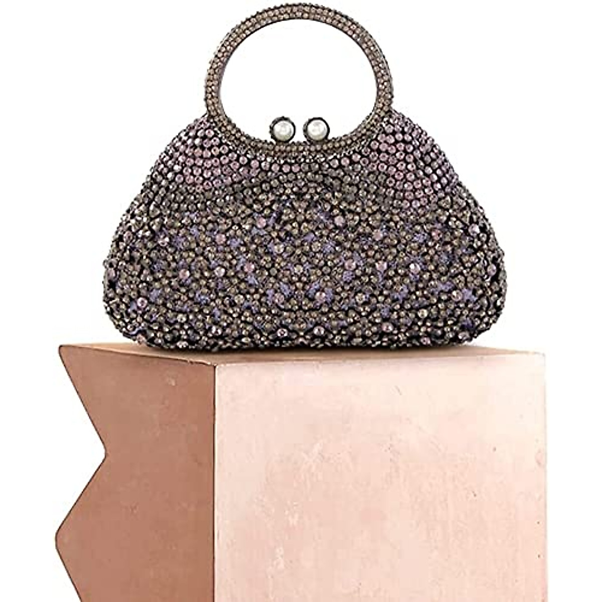 QLAZO Women's Evening Bag- Ladies Elegant Formal Evening Bag Sparkly Clutch Glittering Rhinestone Crystal Handbag and Purse (Color : Grey)