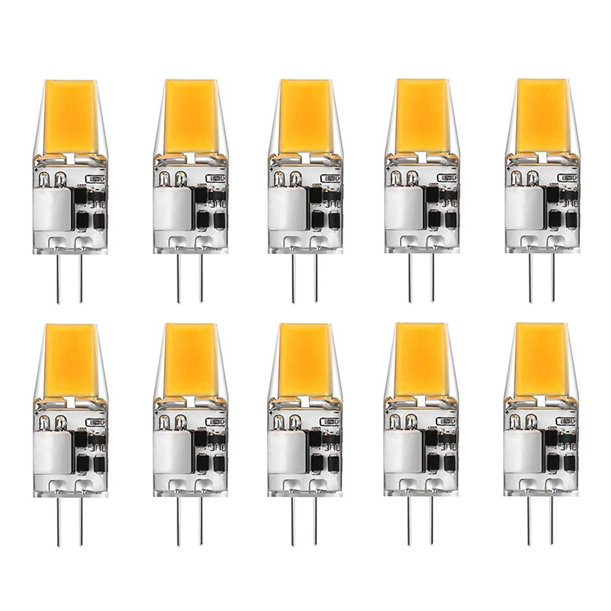 G4 LED Light Bulbs G4 Bi-Pin Base 3W (Equivalent to 20W Halogen Bulb) AC/DC 12V Warm White 3000K LED Bulbs for Landscape Ceiling Under Counter Puck Lighting,1 LED 1508 COB Chip,10 Pack