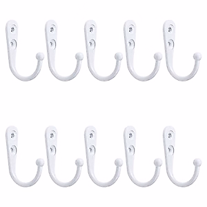 Faotup 10PCS Zinc Alloy White Metal J Hooks for Hanging,White Single Hook,Single Robe Hook White,Wall Mounted Single Hook Robe Hooks Coat Hooks,with Screws,1.57×0.49×1.53inches