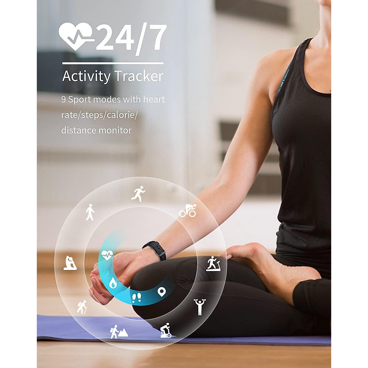 Fitpolo Smart Watch for Men Women Android Phones iPhone Compatible,Color Touchscreen Fitness Tracker with Heart Rate Monitor Bluetooth Call IP68 Waterproof Step Counter Sleep Calorie Tracking