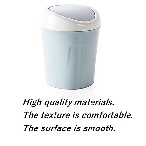 AISIBO Plastic Mini Desktop Trash Can with Trash Bags, Tiny Wastebasket Small Garbage Waste Bin with Swing Lid for Tabletop Table Office Kitchen Bedroom Bathroom (Blue)