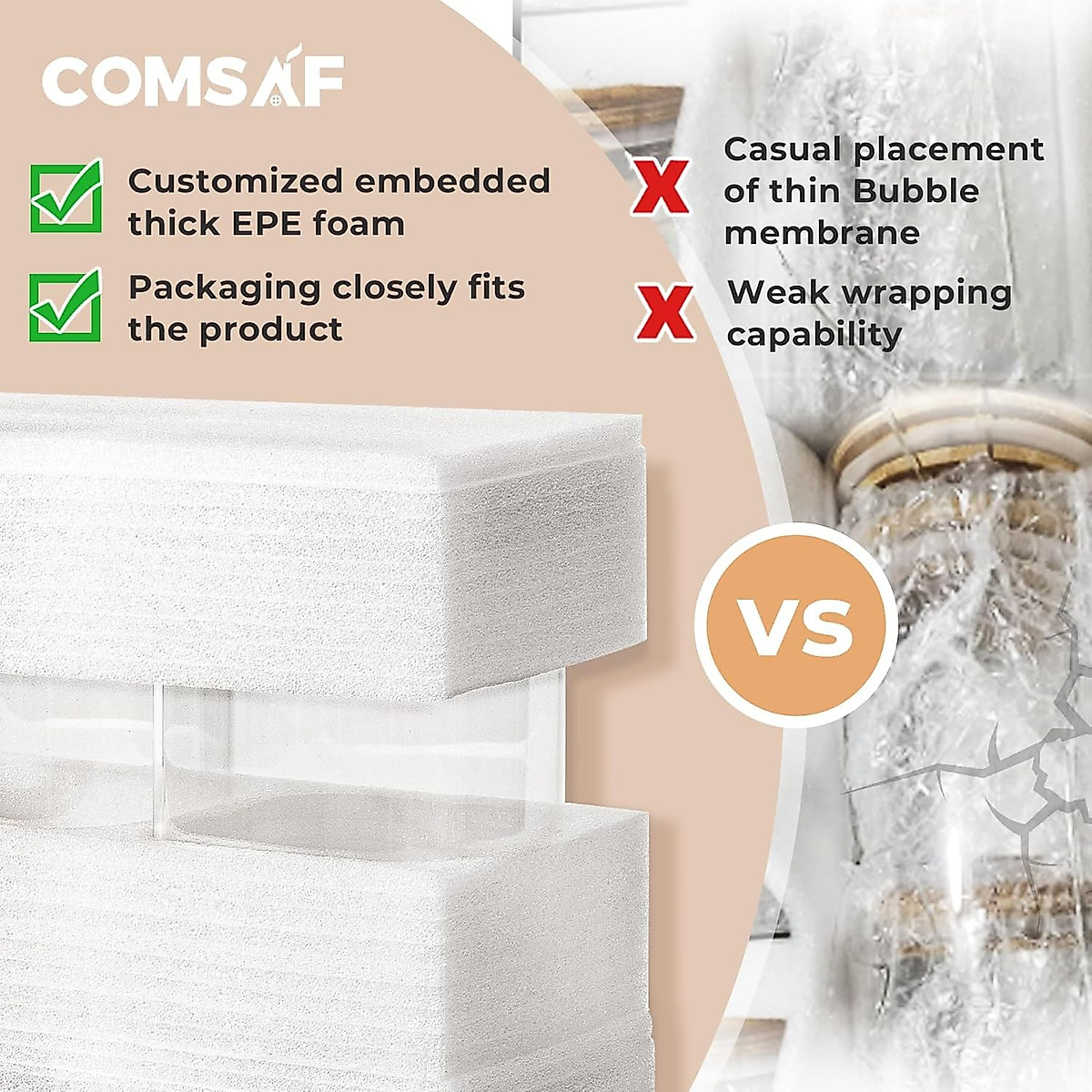 ComSaf 122 oz Glass Food Storage Containers, Cereal Storage Containers with Airtight Lids, Large Square Glass Jars with Bamboo Lids, for Rice, Pasta, Oats, Grains, Coffee Beans