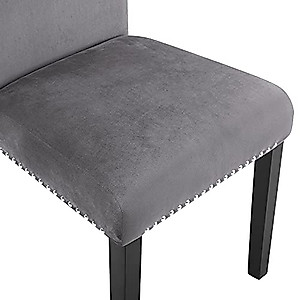 New Classic Furniture Celeste Gray Velvet Upholstered Dining Side Accent Chair, Set of 2