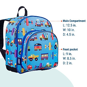 Wildkin 12-Inch Kids Backpack for Boys & Girls, Perfect for Daycare and Preschool, Toddler Bags Features Padded Back & Adjustable Strap, Ideal for School & Travel Backpacks(Trains, Planes, and Trucks)