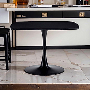 LABDIP Premium Mid Century Black Dining Table - Sturdy 42.1" Wood Top - Easy Assembly - Versatile 4-6 Seater Kitchen & Coffee Table Pedestal End Table