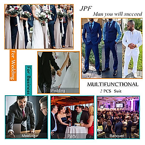 Men's Suit Slim Fit, 2 Piece Black Suits for Men, Solid Jacket Pants with Tie, Prom Wedding Homecoming Tuxedo Set XS