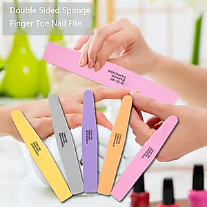5pcs Nail File Buffer, 100/180 Double Sided Grit Gel Nail File Set, Manicure Tools File Block Nail Polisher for Nail Grooming and Styling