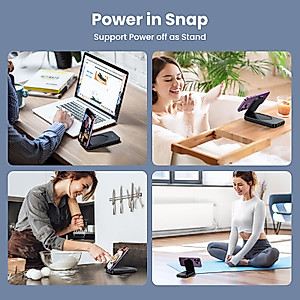 SQERO Wireless Portable Charger Power Bank with Magnetic Foldable Stand Charge Station Compatible with MagSafe, 10000mAh 22.5W PD Fast Charging for Magsafe Battery Pack (Black)