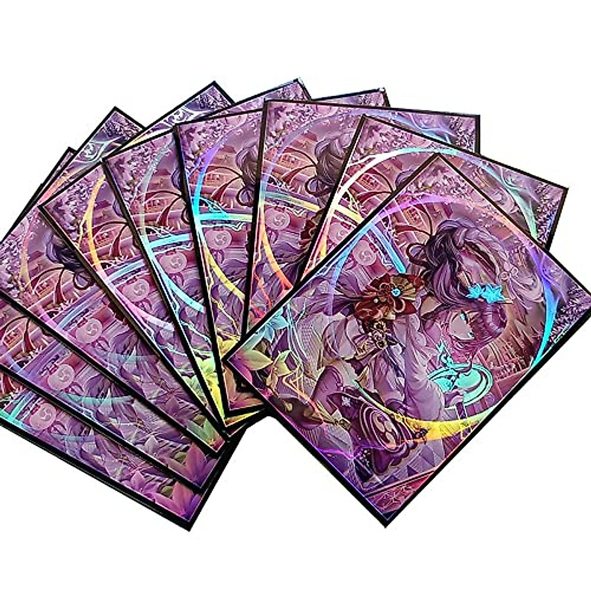 120PCS Holographic Flashing (General Thunder) Top Loading Trading Card Sleeves Deck Protector for TCG Standard Size Cards 67x92mm