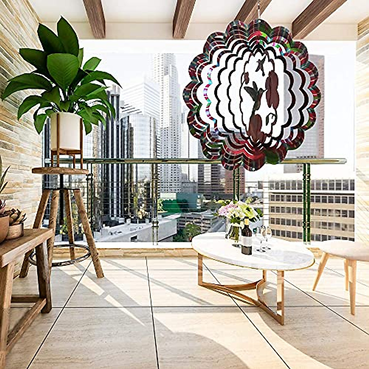 Wind Spinner 360 Degree Hanging Stainless Steel Hummingbird Indoor Outdoor Garden Decoration
