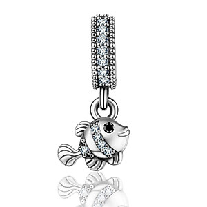 925 Sterling Silver Fish Charm Ocean Charm Birthday Charm for Pandora Charm Bracelet