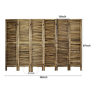 Babion 6 Panel Room Dividers, Wood Room Divider Screen, Room Dividers and Folding Privacy Screens, Folding Portable Partition Screen, Modern Bedroom Decoration(Dark Brown)