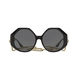 Versace VE 4395 534587 Black Plastic Square Sunglasses Grey Lens