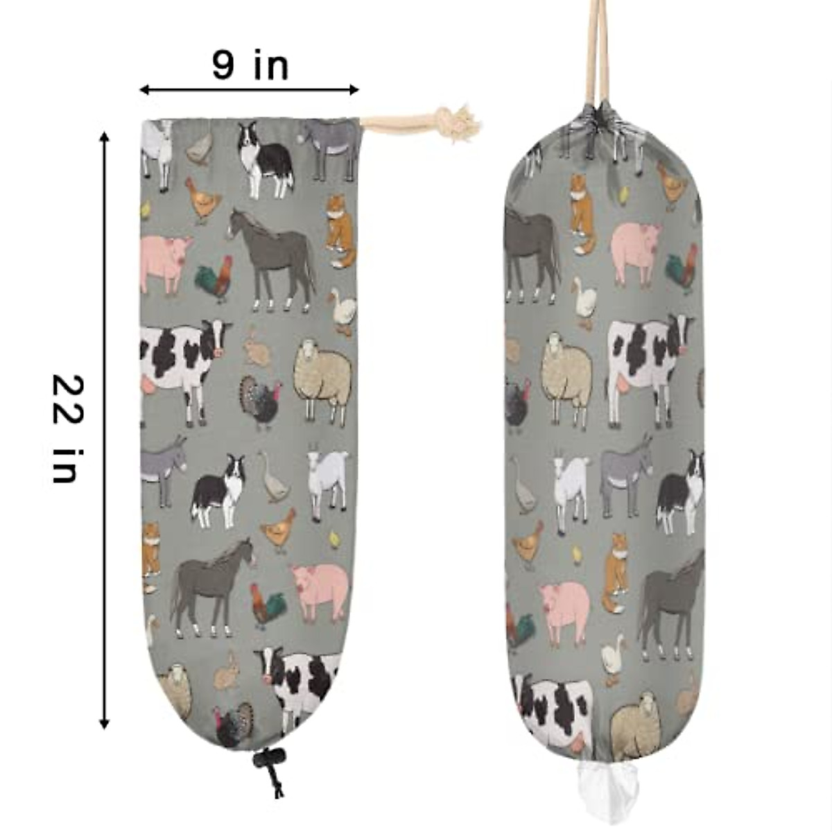 Animal Horse Cow Plastic Bag Holder, Rooster Cat Dog Grocery Bag Storage Holder Hanging Garbage Shopping Bag Trash Bags Organizer for Kitchen Home