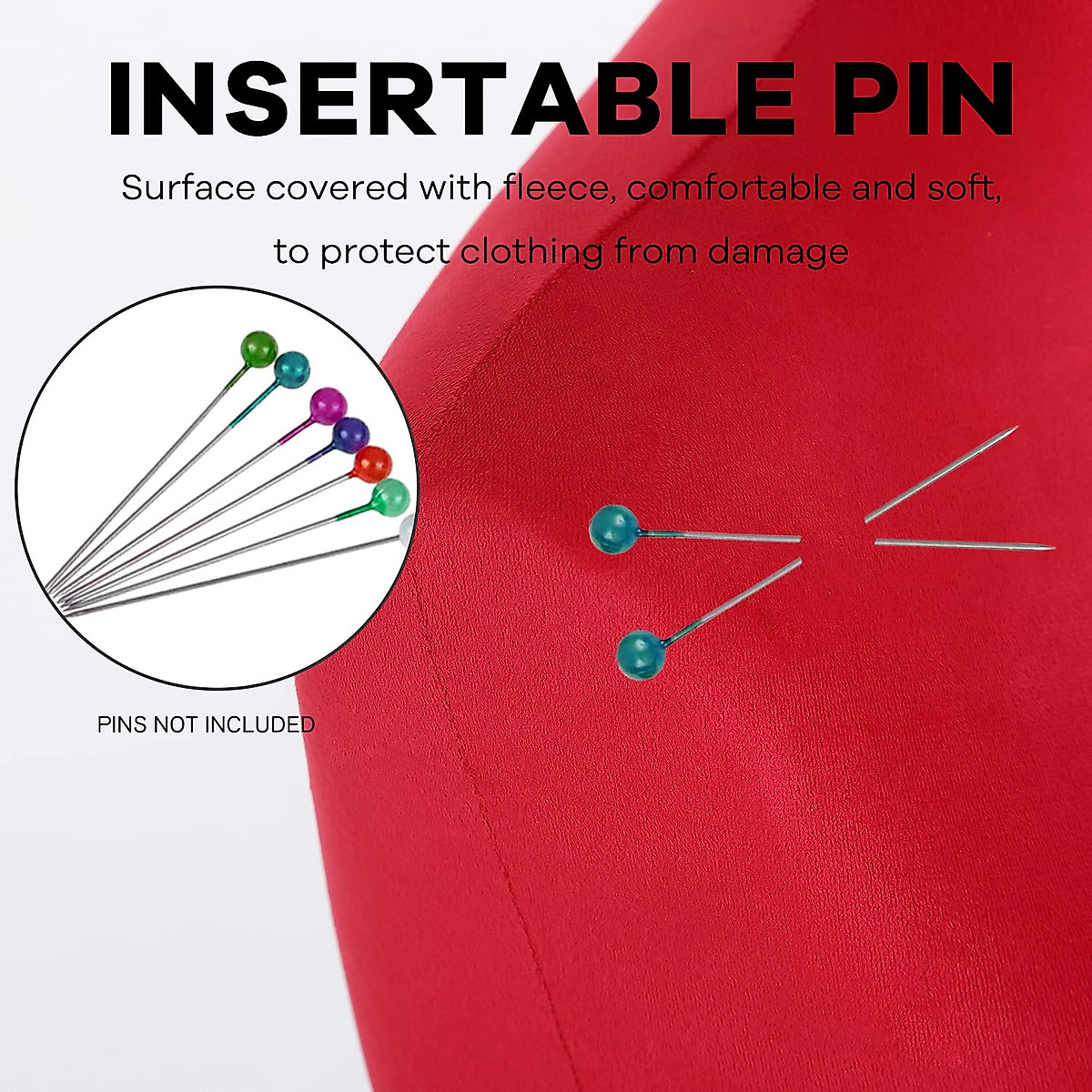 Mannequin Body Female Dress Form Mannequin Torso with Stand for Display 60"-67" Height Adjustable for Sewing Wooden Base, Fiberglass Body(Red)