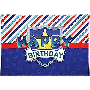 Yriujul 84x60inches Navy Dog Paw Logo Backdrop Birthday Party Banner Decorations Boys Girls Photography Background Photo Booth Props