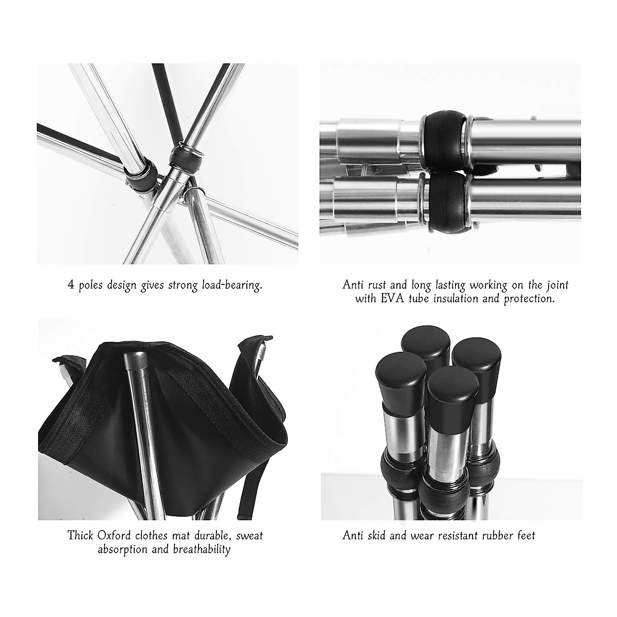 chiitek Foldable Camping Stool Chair Super Compact Ultralight Weight Tiny Size to Carry Out to Hiking, Beach, Camping, Fishing Unfolded Size 12.6 * 12.6 * 13.8inches