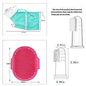MSMUOEZ Adjustable Multifunctional Anti-Bite Shower net Bag，Cat Grooming Mesh Bag, Cat Bathing Bag，Cat Bath Brush and Pet Finger Toothbrush (B-Grey)