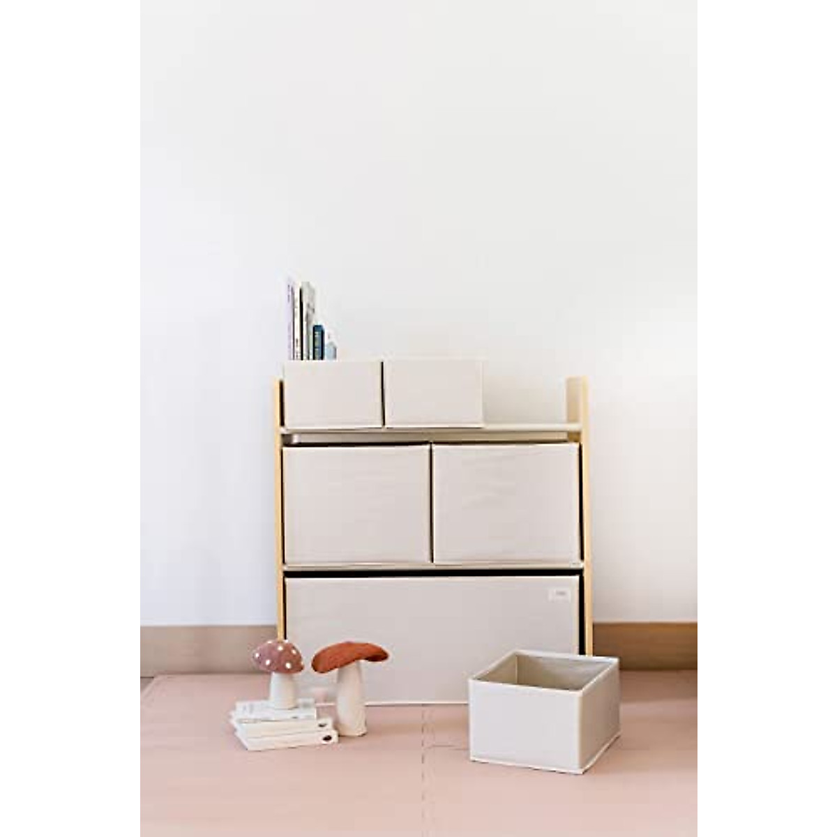 3 Sprouts Multi-Bin Toy Organizer with Recycled Fabric Storage Bins in Cream