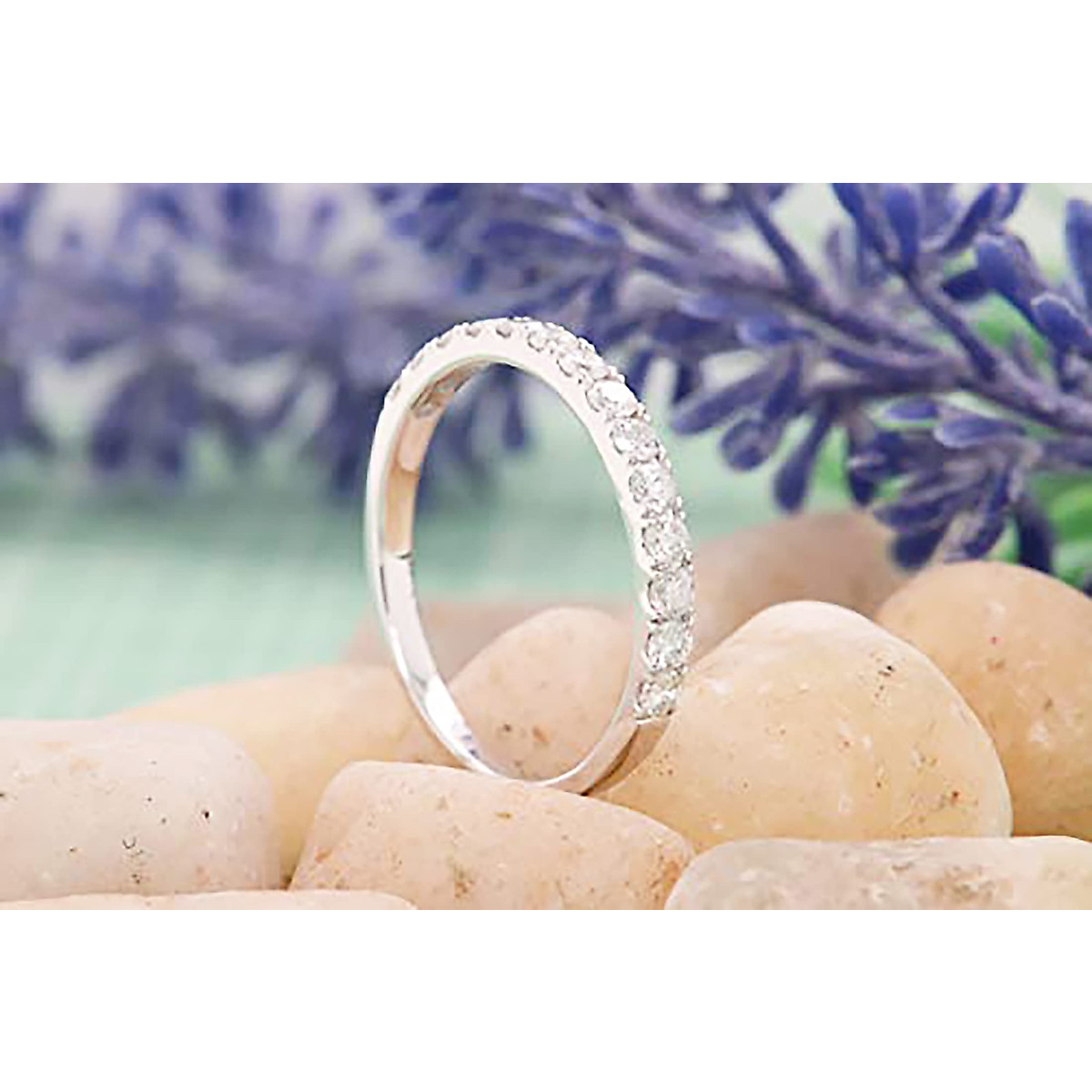 Dazzlingrock Collection 0.50 Carat (ctw) 10K Round Diamond Wedding Anniversary Stackable Band 1/2 CT, White Gold, Size 6.5