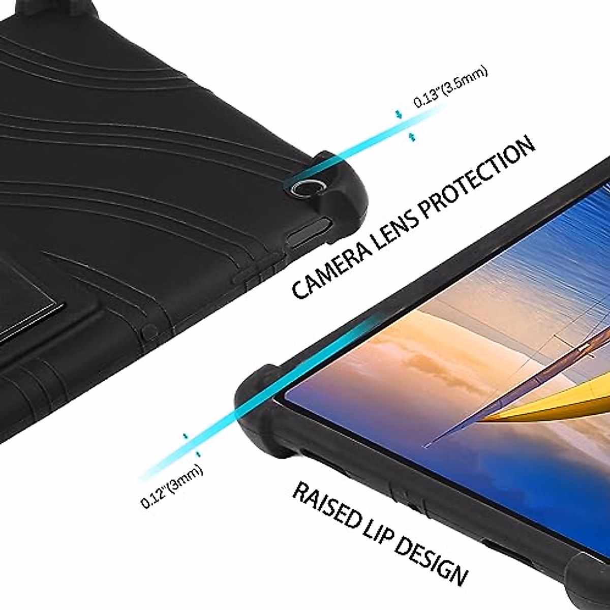 DUEDUE for Google Pixel Tablet Case 2023, Pixel Tablet 2023 Cover, Soft Silicone Adjustable Stand Cover Shockproof Gel Kickstand Tablet Cases for Pixel Tablet 11 Inch, Black