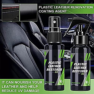 Shinex Leather & Plastic Restorer, Shinex Plastic Leather Restorer Spray, Shinex S3 Leather and Plastic Restorer, Plastic Restorer for Cars,Car Exterior Refurbishment Cleaning Agent (2PCS,100ML)