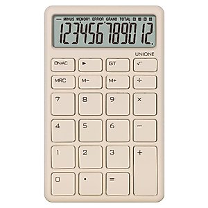 UNIONE Pocket & Desktop Beige Calculator with a Bright LCD, Dual Power Handheld Desktop. Color. Business, Office, High School