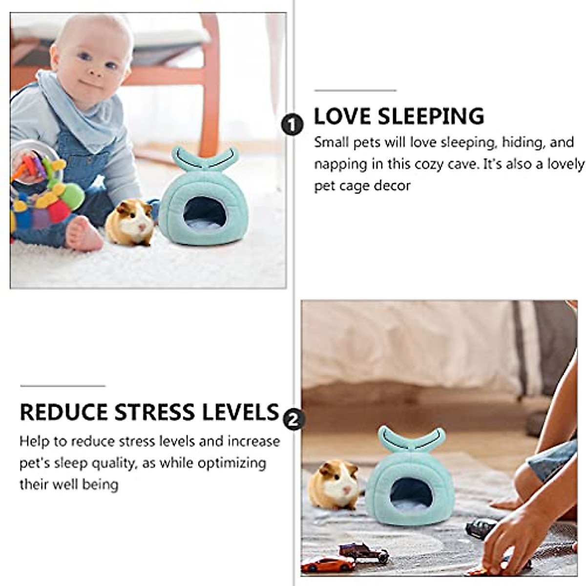 balacoo Guinea Pig Bed Hedgehog Hamster Hideout Warm House Whale Shape Small Animals Habitat Supplies for Chinchilla Hamster