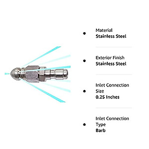 Millie Pressure Washer Sewer Jetter Nozzle with Stainless Steel, Mini Compact Durable Sewer Jet Nozzle,Pressure Drain Jetter Hose Nozzle,1/4'' Quickly Connector, 5000 PSI (1 Set)