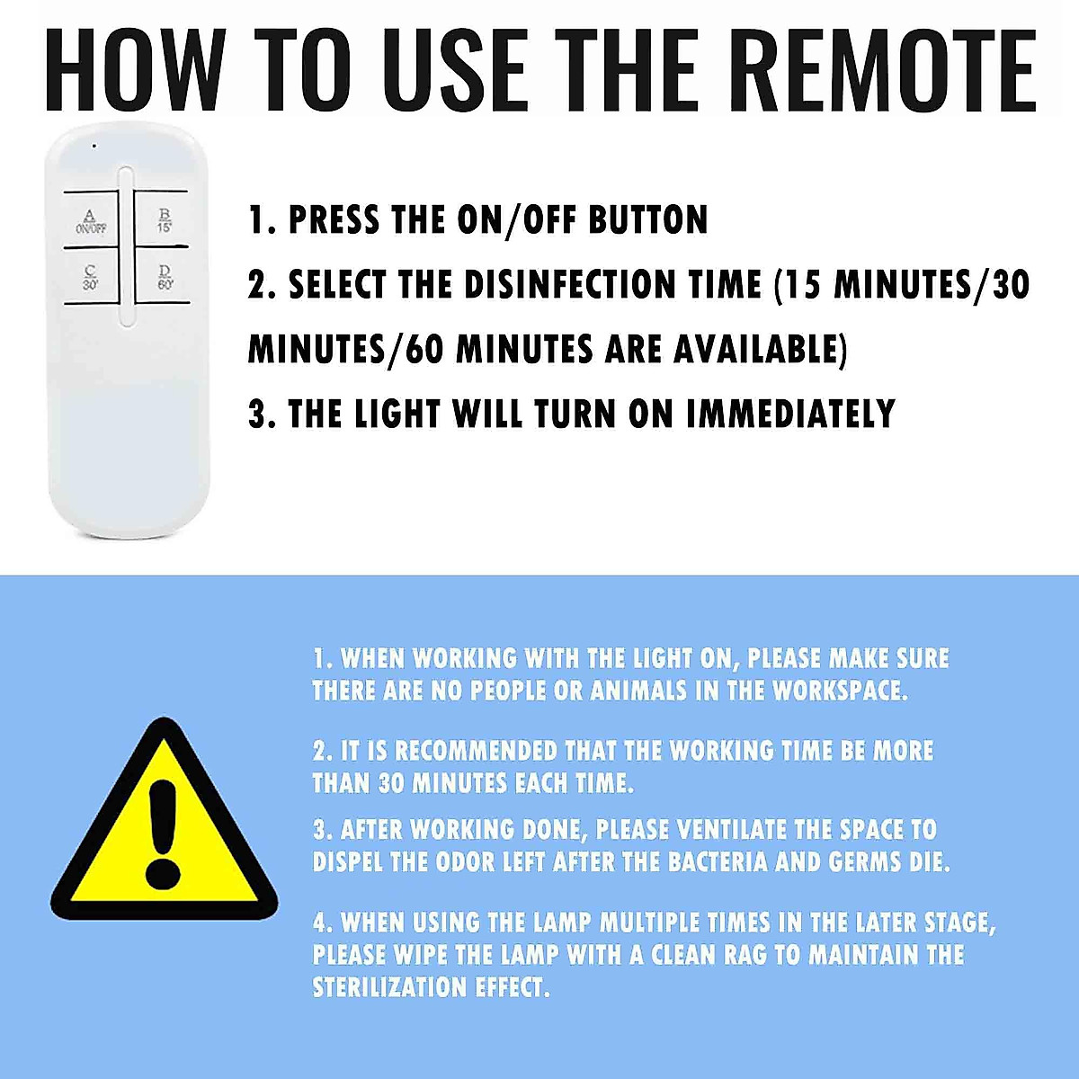 Uvo Lamp - Home Disinfection Device, Haloclean UV Bed Bugs, UV Light Sanitizer Wand, Ultraviolet Light with 3- Speed Timing and Remote Control, 38w 110v UV Lamp (Black*2)