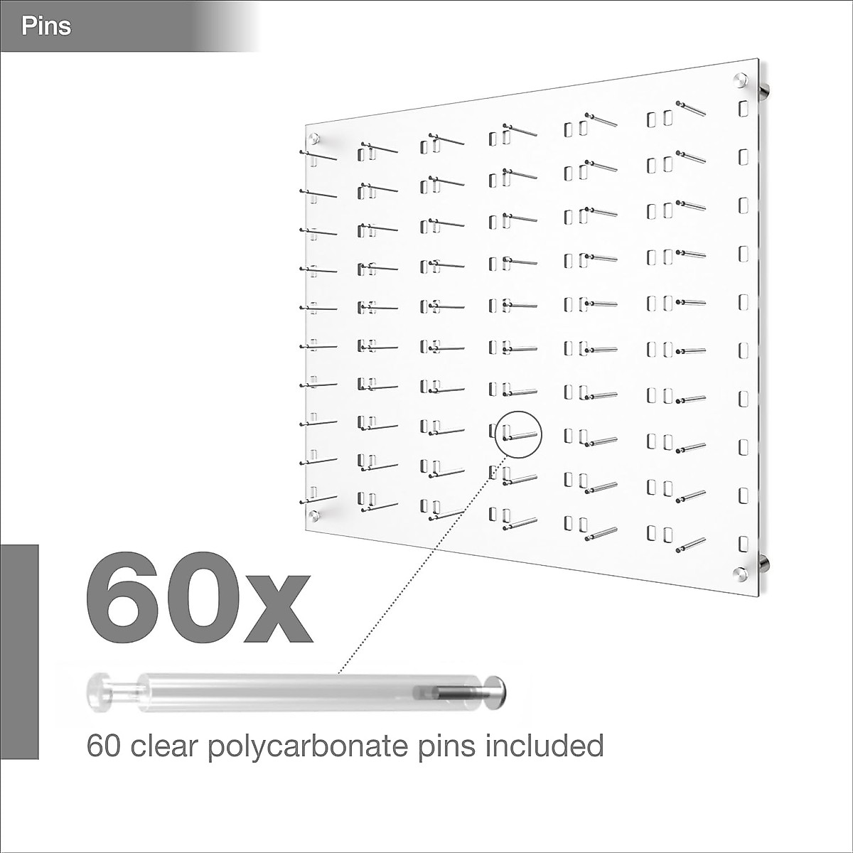 Optical Display for 60 Eyewear Frames - Wall Mount Acrylic Eyewear or Sunglass Display Package in Polar White for 60 Frames – 31.25” (H) X 36.5” (W)