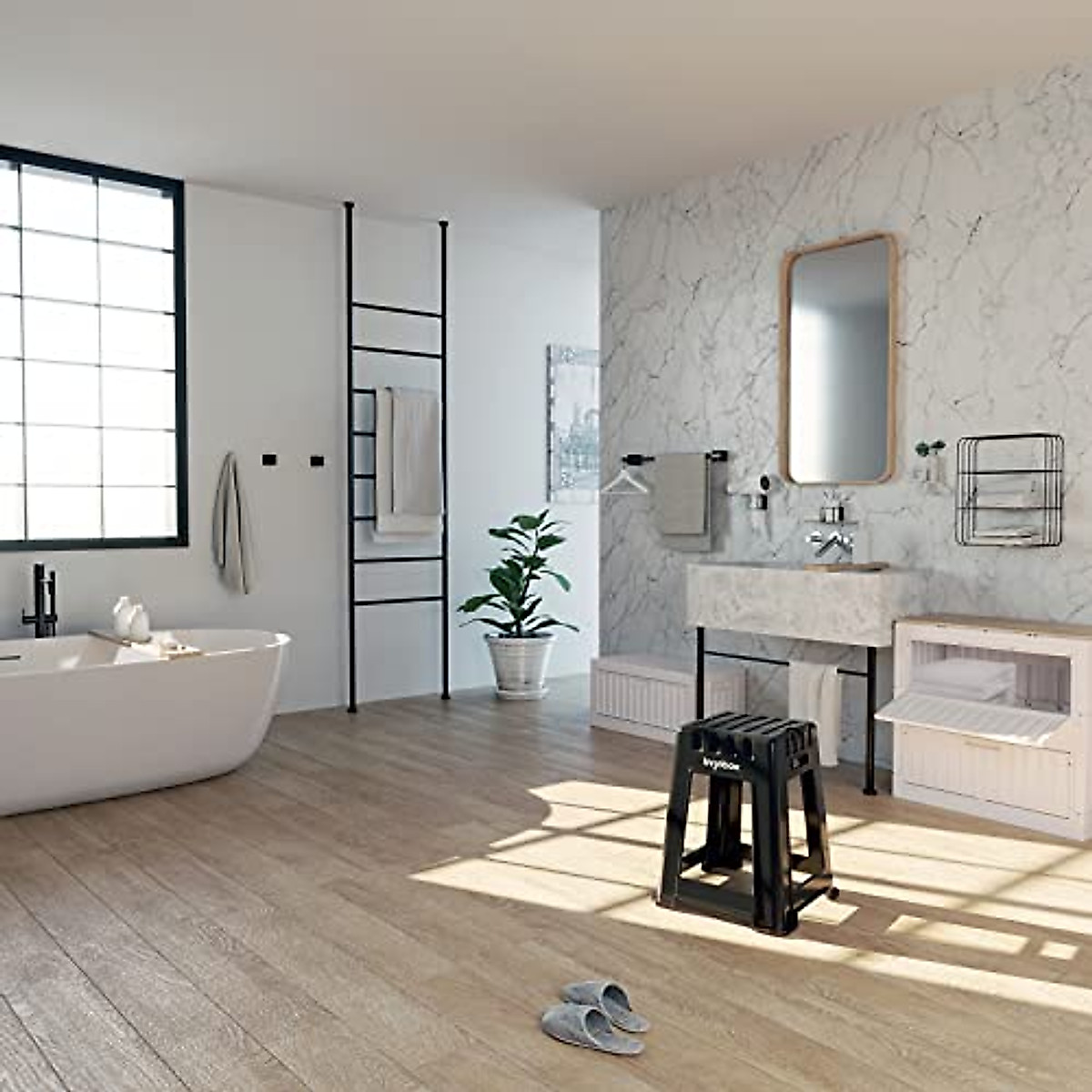 livinbox 45L collapsible storage bins with lids, dust-proof comic books container stackable folding box for Home Office Bedroom Living Room, White, FB-6432S-WT