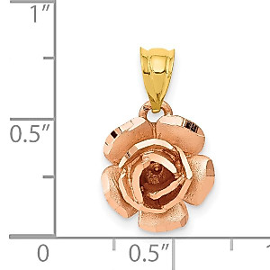 IceCarats 14K Two Tone Gold Rose Flower Necklace Charm Pendant Only