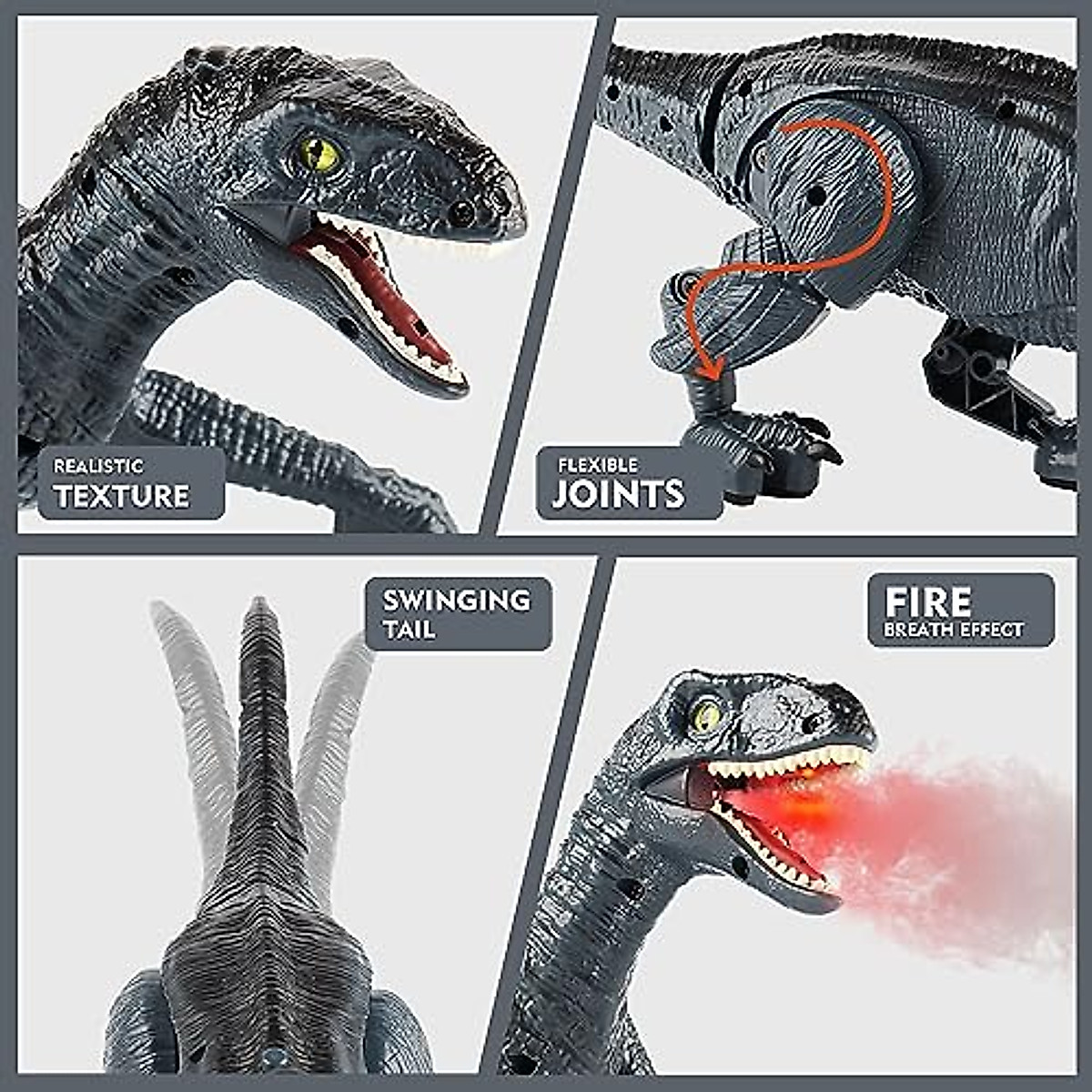 Teensmagic Remote Control Dinosaur Toy for Kids 6-12 - Jurassic Velociraptor RC Robot with Light & Roaring Sound, Educational Birthday Gift for Boys & Girls