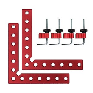 ATOLS 90 Degree Positioning Squares, Right Angle Clamps 5.5" x 5.5"(14 x 14cm) Aluminum Alloy Woodworking Carpenter, Corner Clamping Square Tool for Picture Frames, Boxes, Cabinets or Drawers(4 Pack)