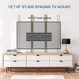 PERLESMITH Fixed TV Wall Mount Bracket, Low Profile Design for Most 26-55 inch LED LCD OLED-4K Flat Screen TVs, Ultra Slim Fixed TV Mount with Max VESA 400x400mm up to 115lbs Fits 16 inch Wood Stud