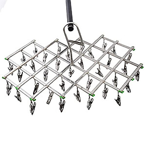 N/A 35 Clips Foldable Clothes Rack Stainless Steel Underwear Socks Flat Design Anti-Rust Strong Clips