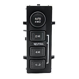 4WD 4x4 Switch - Replaces 19168767, 15709327, 901062 - Compatible with Chevy, GMC, Cadillac Vehicles - Silverado 1500, 2500HD Suburban, Avalanche, Sierra, Yukon - 1999-2002 - 4 Wheel Drive Selector