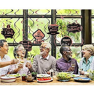 Retirement Party Decorations for Women Black Rose Gold Happy Retirement Banner and Swirls with Rose Gold Confetti Balloons Kit for Female Retirement Decor