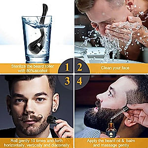 Beard Growth Kit - Derma Roller for Beard Growth, Beard Kit with Beard Growth Oil, Beard Roller, Balm, Comb - Facial Hair Growth & Patchy Beard Growth - Valentine's Day Gifts for Him Husband Boyfriend Dad