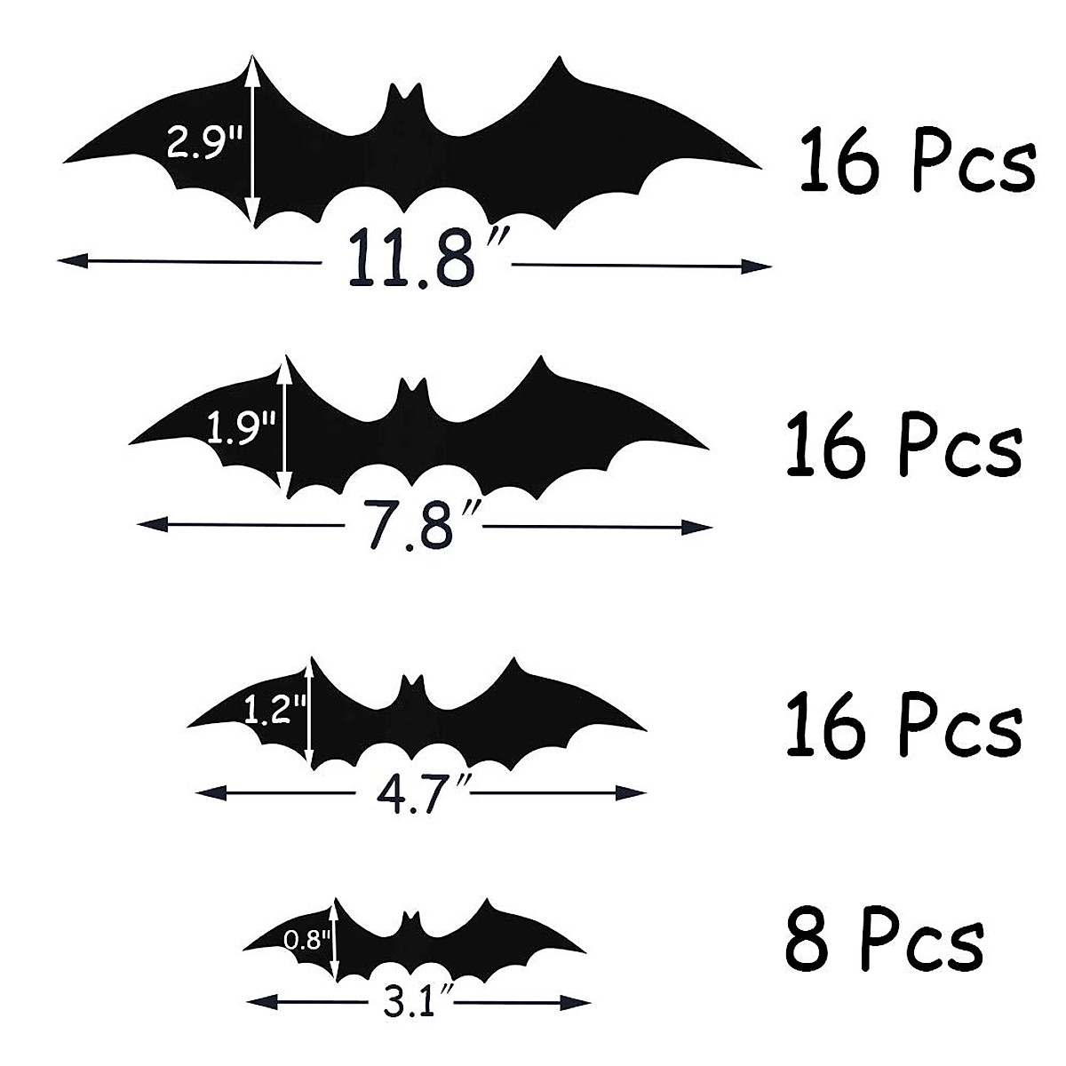 Halloween Bats Wall Decals 56pcs Bat Wall Stickers Halloween 3D Bats for Wall Decoration 4 Size