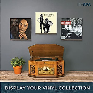 Ilyapa Wood Vinyl Record Shelf Wall Mount, 6 Pack - Espresso Record Album Holder Display Your LP