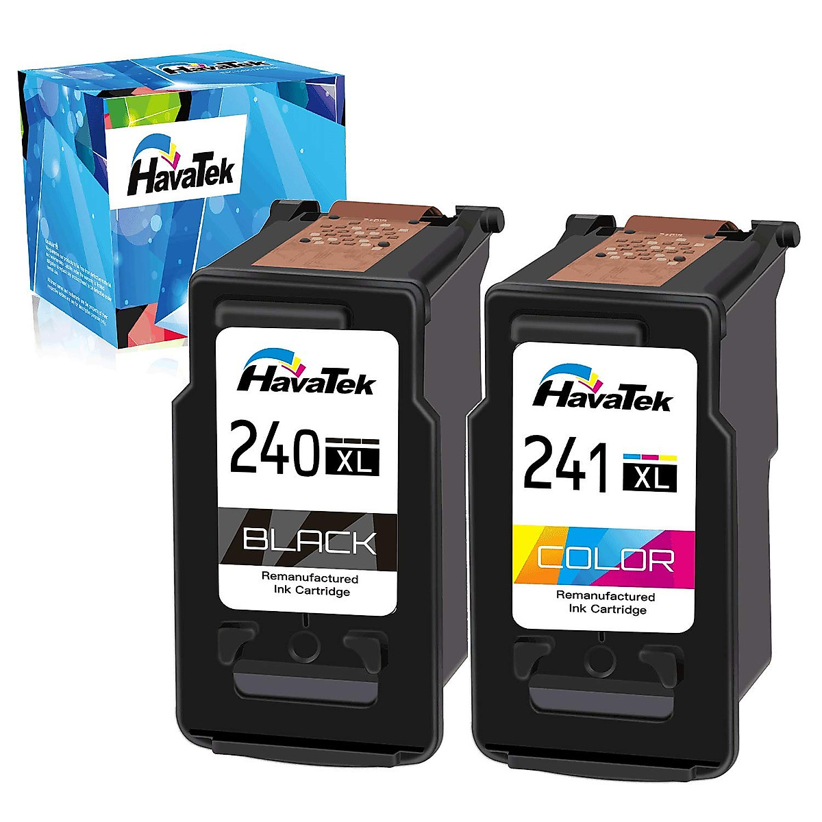 HavaTek Remanufactured Ink Cartridge Replacement for Canon PG-240XL CL-241XL for Pixma MG3620 MG3600 MX452 MG2120 MG3520 MX472 MG3220 MX432 MG2220 MX512 MG3122 MG3222 MG3120 Printer (1 Black, 1 Color)