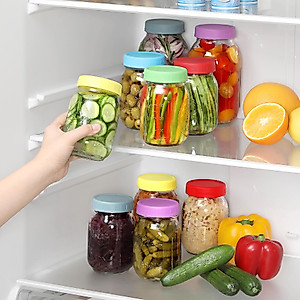 12 Pack REGULAR MOUTH Mason Jar Lids for Ball, Kerr and More - Multicolor Plastic Storage Caps for Mason Jars, Canning Jars - Leakproof, Dishwasher Safe & Food Grade