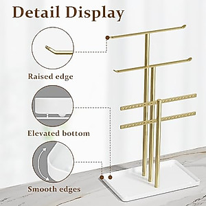 pickpiff Jewelry Stand Holder Organizer: 14.5" Sturdy Jewelry Hanger for Necklace, Earring, Bracelet, Gold and White