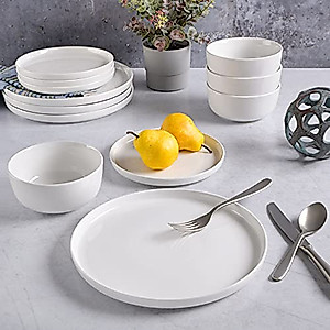 Gibson Home Oslo 12-Piece Porcelain Dinnerware Set, White,Service for 4